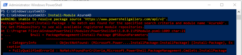 Troubleshooting "No match was found for the specified criteria and ...